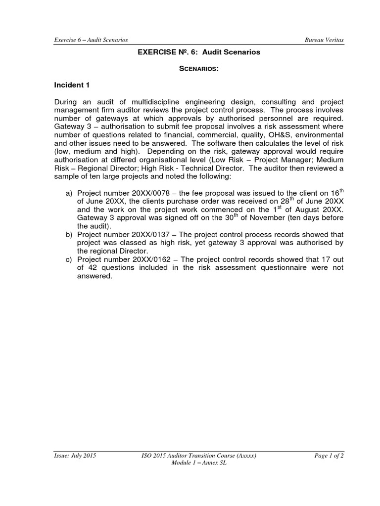 Exercise_6_Audit_Scenarios_Solution_Incident_1 | PDF | Audit | Risk ...