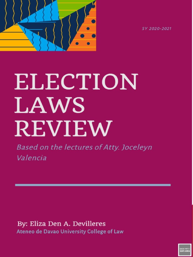 Election Laws Reviewer (2020) | PDF | Suffrage | Initiative