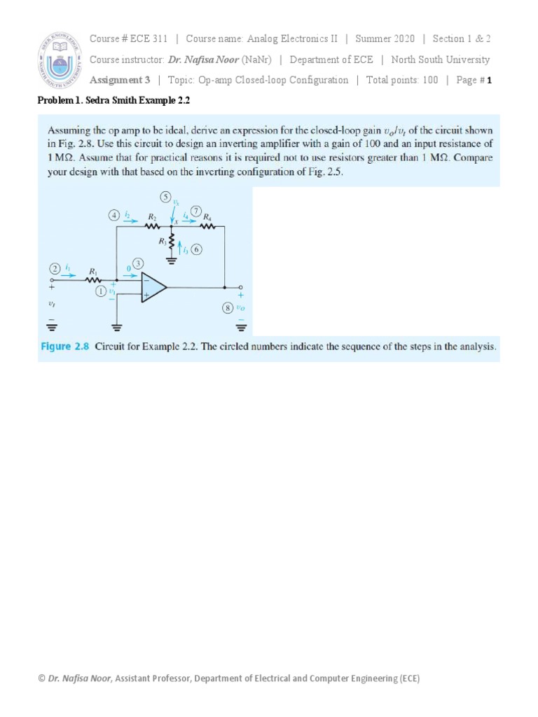 1 Problem 1. Sedra Smith Example 2.2 | PDF | Operational Amplifier ...