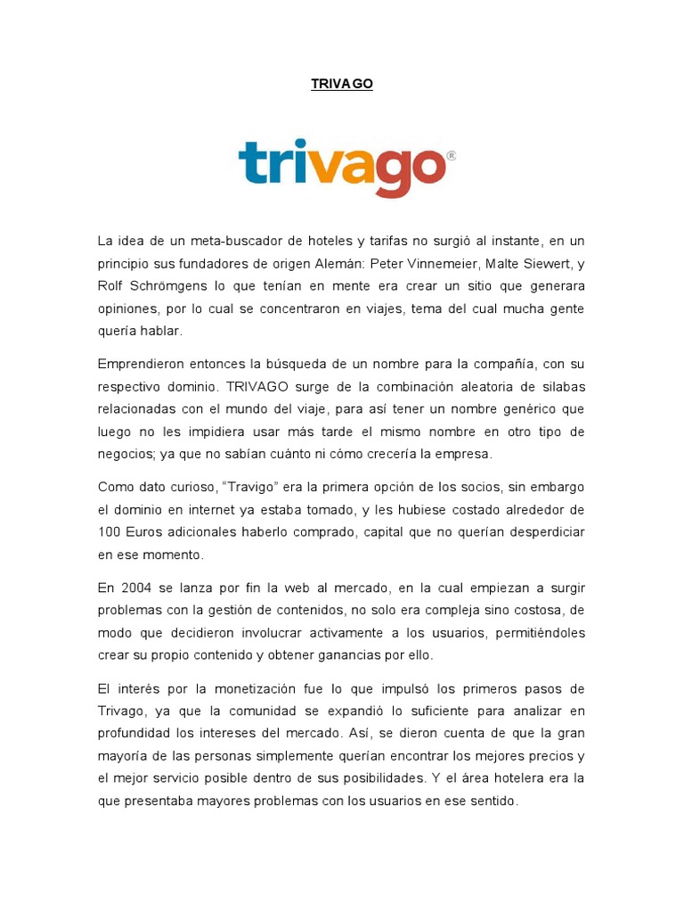 TRIVAGO | PDF | Economias | Business