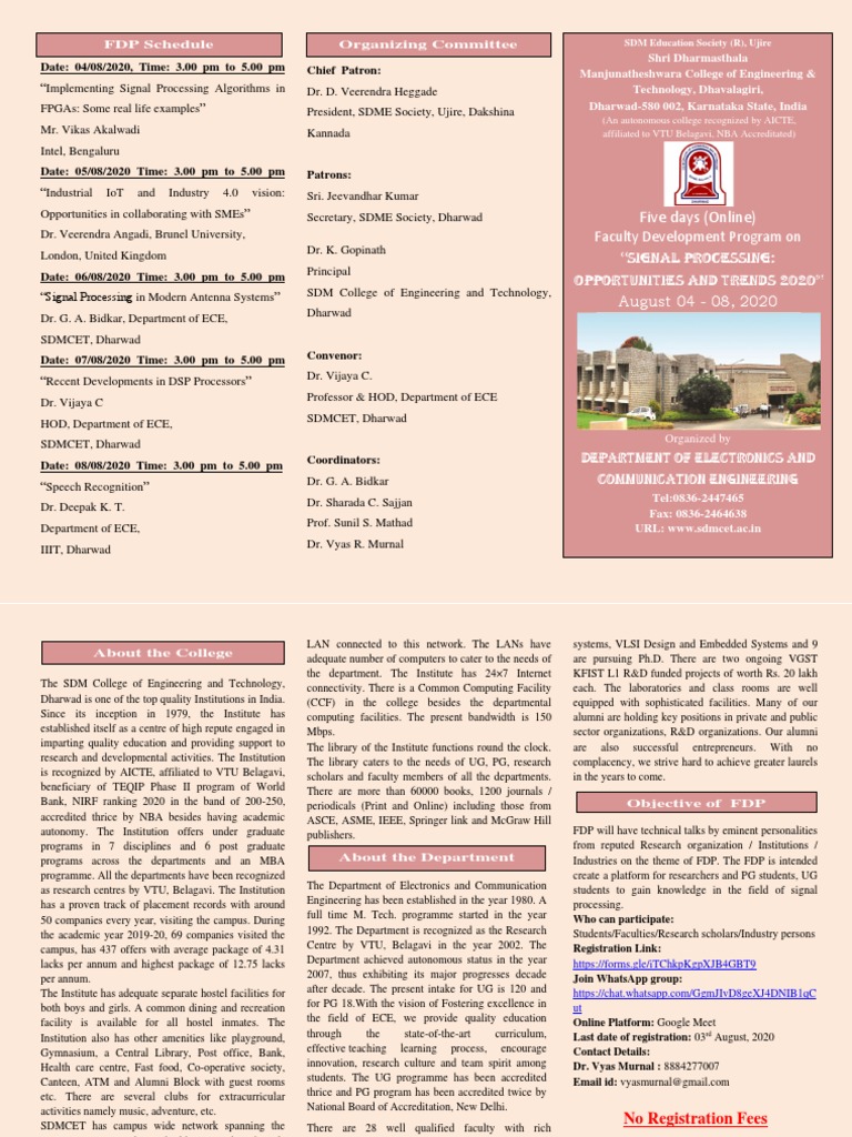 Brochure - FDP - 2020 - ECE | PDF | Electronics | Information And Communications Technology