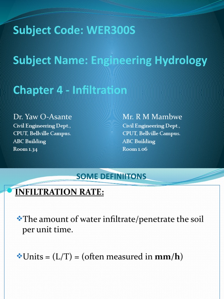 Chapter 4 - Infiltration | PDF | Surface Runoff | Soil Science