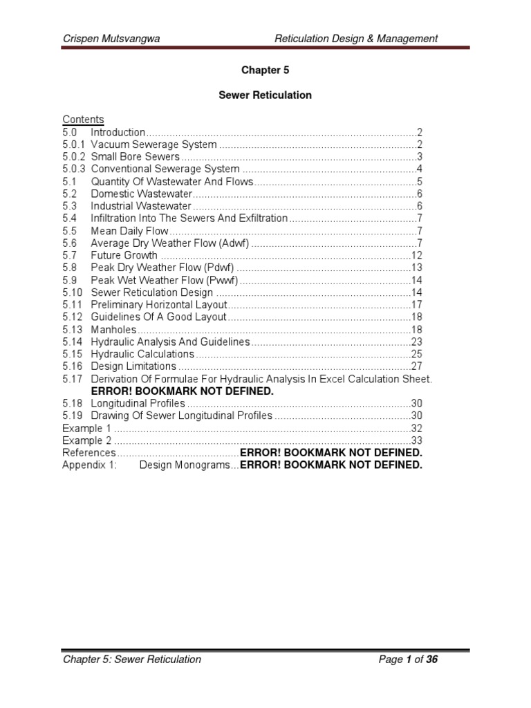 Chapter 5 Sewer Reticulation 8 Aug 2016 PDF | PDF | Sanitary Sewer ...