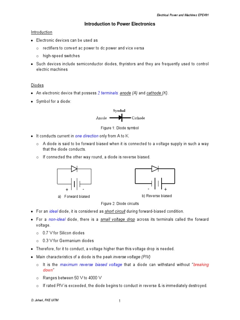 EPE491 Introduction To Power Electronics | PDF | Rectifier | Diode