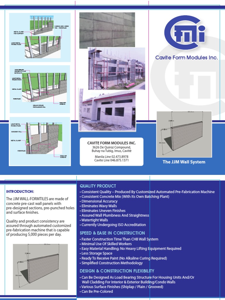 Cavite Form Modules Inc.: The JJM Wall System | PDF | Precast Concrete ...
