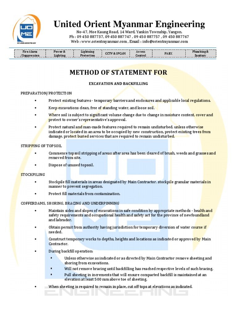 Method of Statement Excavation and Backfilling | PDF | Deep Foundation ...