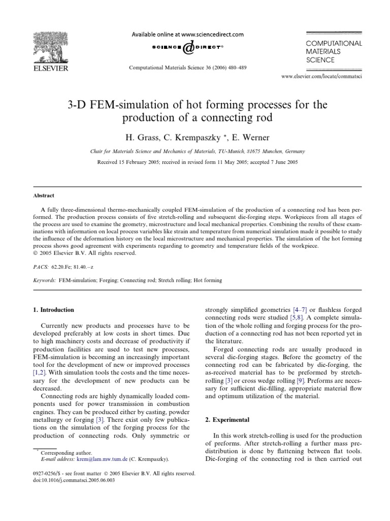 3-D FEM-simulation of Hot Forming Processes For The Production of ...