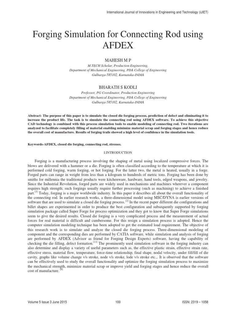 AFDEX Simulation of Connecting Rod | PDF | Forging | Simulation
