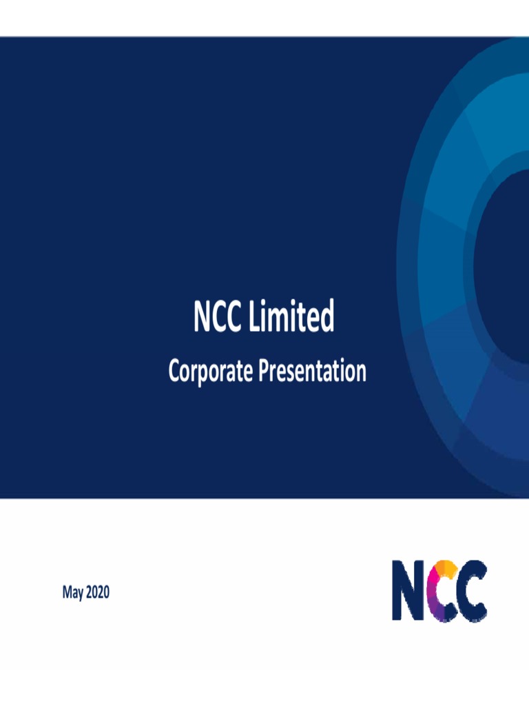 NCC Limited: Corporate Presentation | PDF | Mumbai | Credit