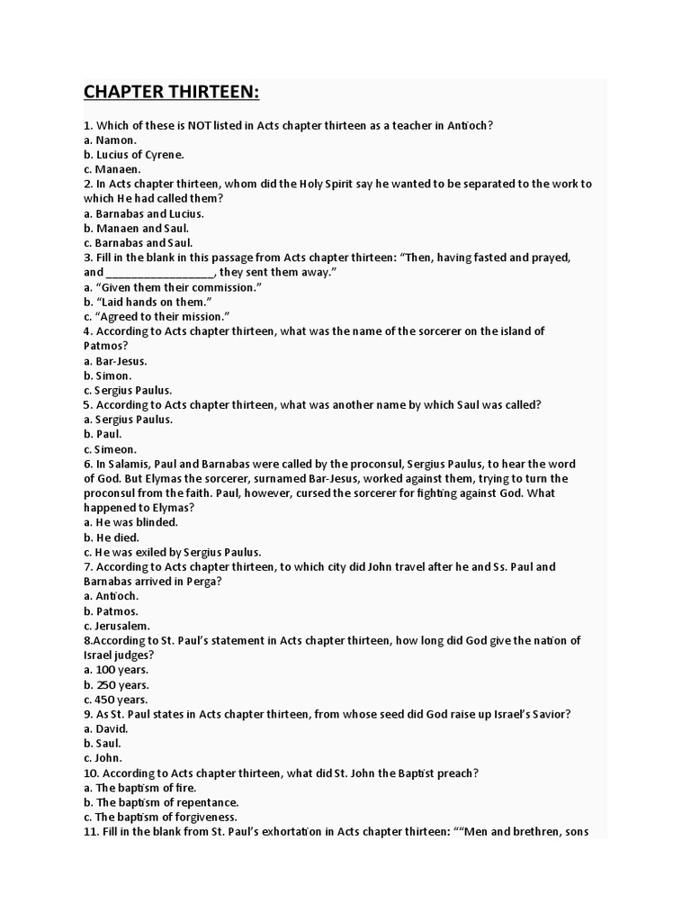 Chapter Thirteen | PDF | Acts Of The Apostles | Paul The Apostle