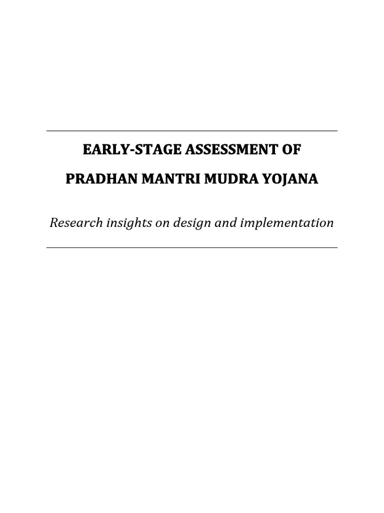 Assessment of PMMY Report | PDF | Microfinance | Loans