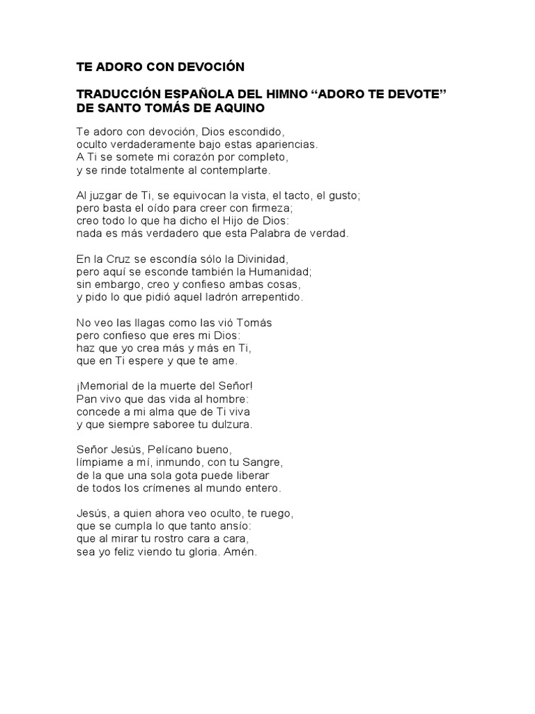 Te Adoro Con Devoción | PDF