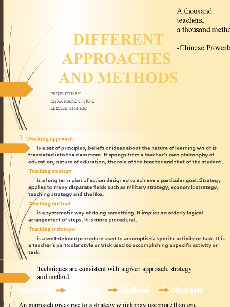Different Approaches and Methods: A Thousand Teachers, A Thousand ...