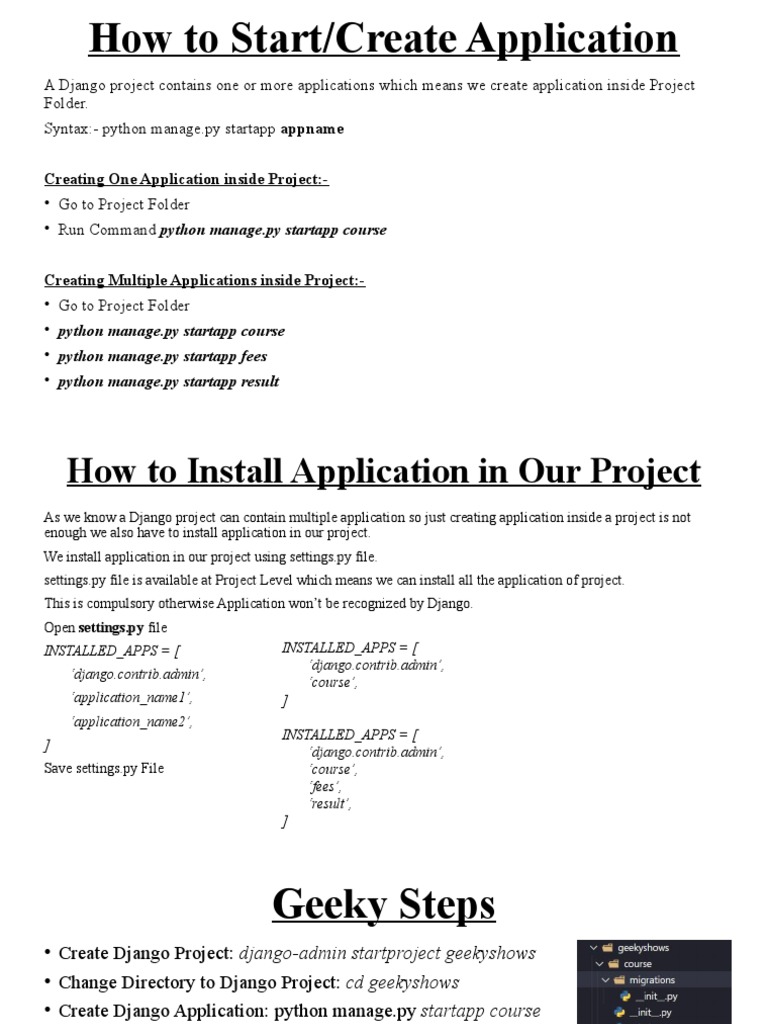 How to Create Applications and Install them in a Django Project | PDF | Directory (Computing ...