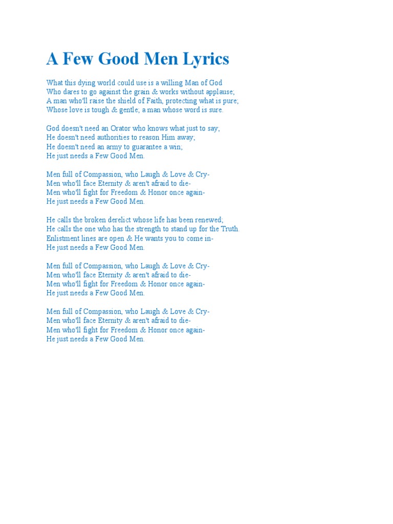 A Few Good Men Lyrics Analysis | PDF