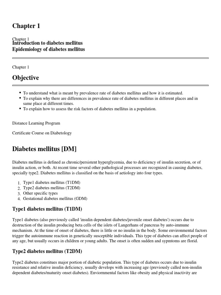 Introduction To Diabetes Mellitus Epidemiology of Diabetes Mellitus ...