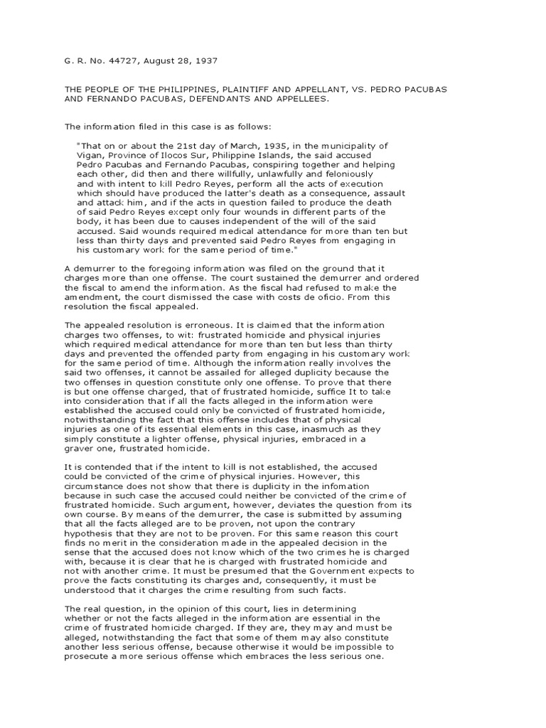 PP vs. Pacubas | PDF | Demurrer | Crime & Violence