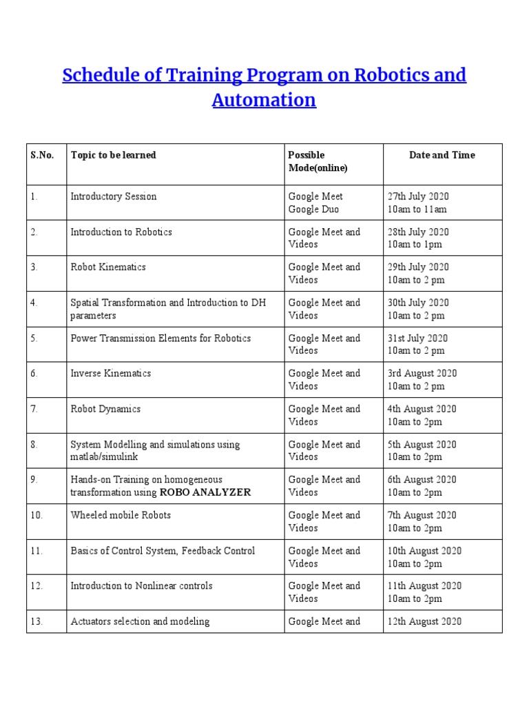 RPA Training Schedule | Download Free PDF | Robotics | Machines