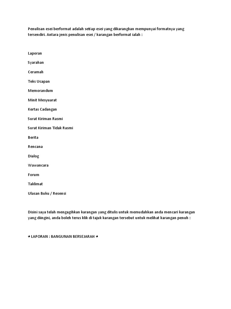 Penulisan Esei Berformat Adalah Setiap Esei Yang Dikarangkan Mempunyai ...