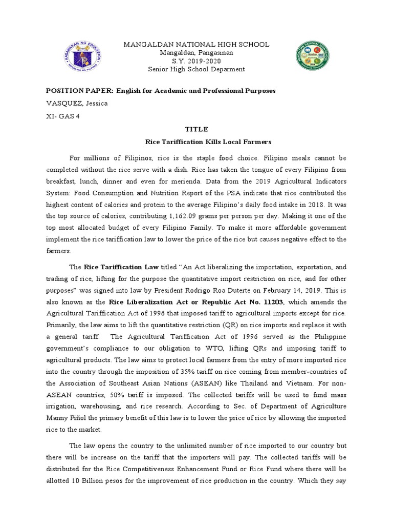 POSITION PAPER: English For Academic and Professional Purposes | PDF ...