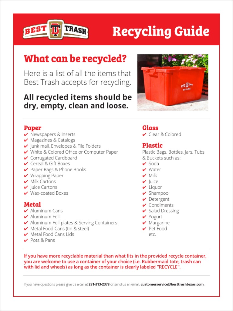 Recycling Guide: What Can Be Recycled? | PDF