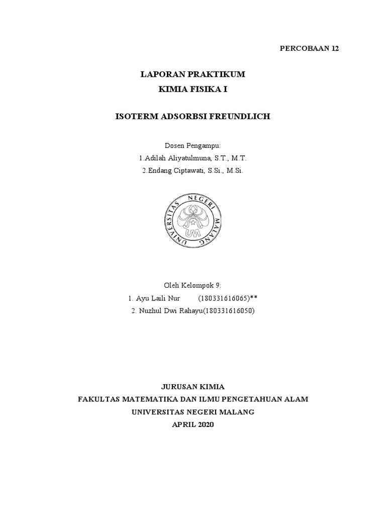 Laporan Praktikum Isoterm Freundlich | PDF