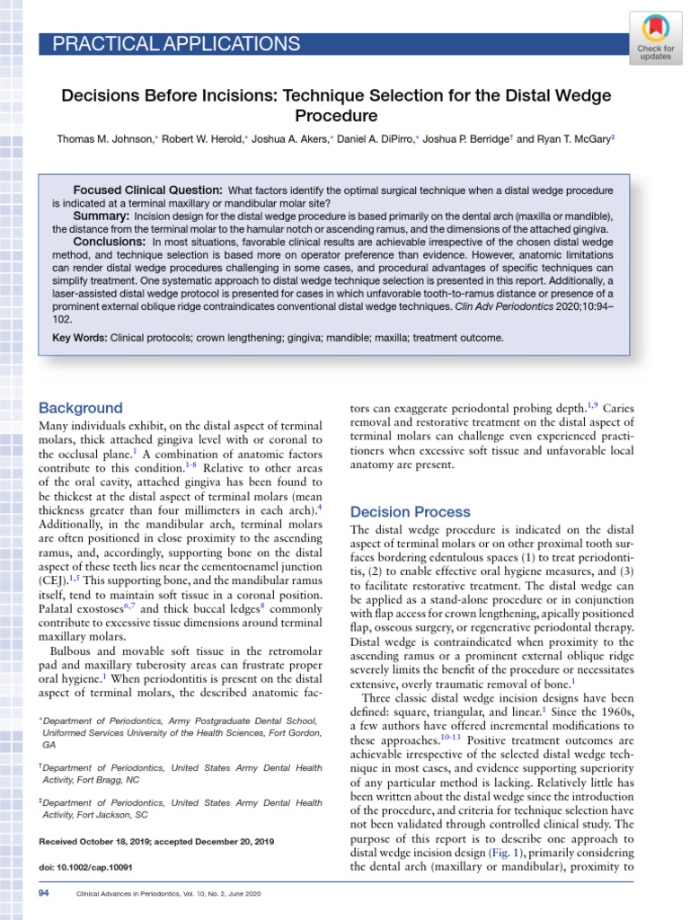 Technique Selection for the Distal Wedge Procedure: A Focus on Anatomic ...