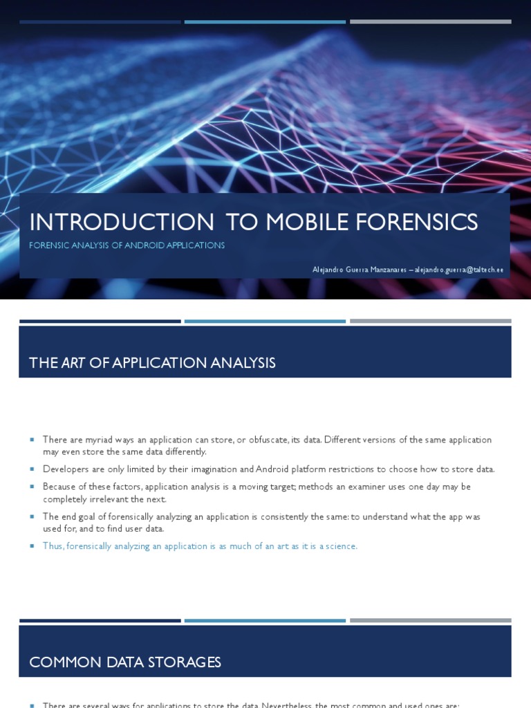 Introduction To Mobile Forensics: Forensic Analysis of Android ...