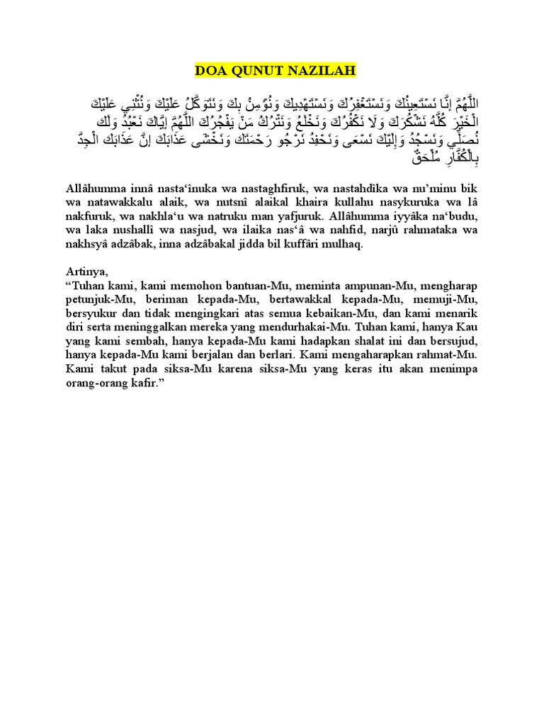 Doa Qunut Nazilah | PDF