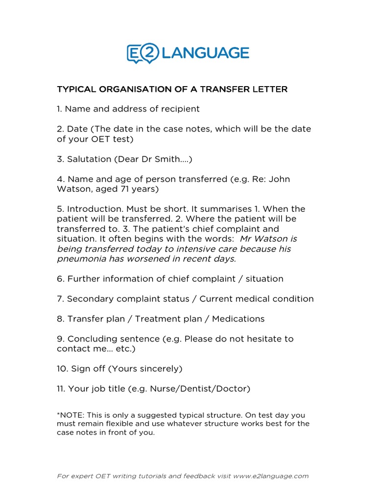 E2 Transfer Letter | PDF
