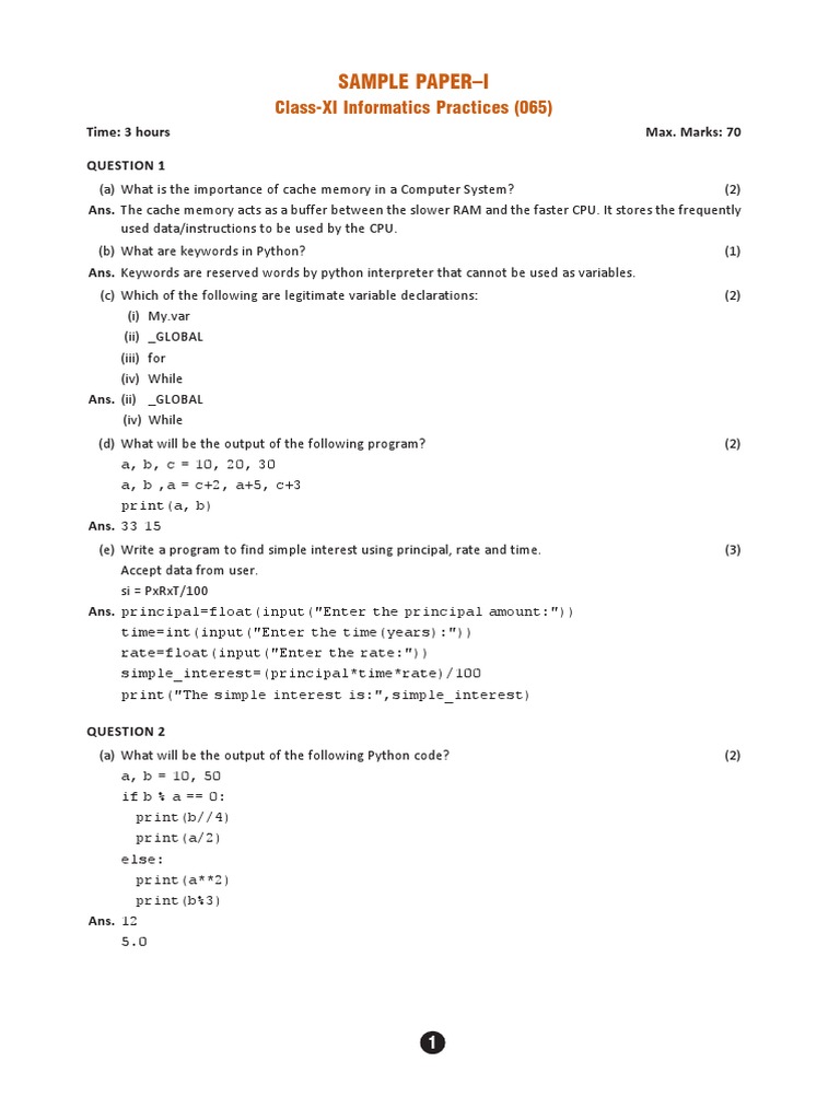 Class XI - IP Notes and Python Programs | PDF | Random Access Memory ... Class XI - IP Notes and Python Programs | PDF | Random Access Memory ...
