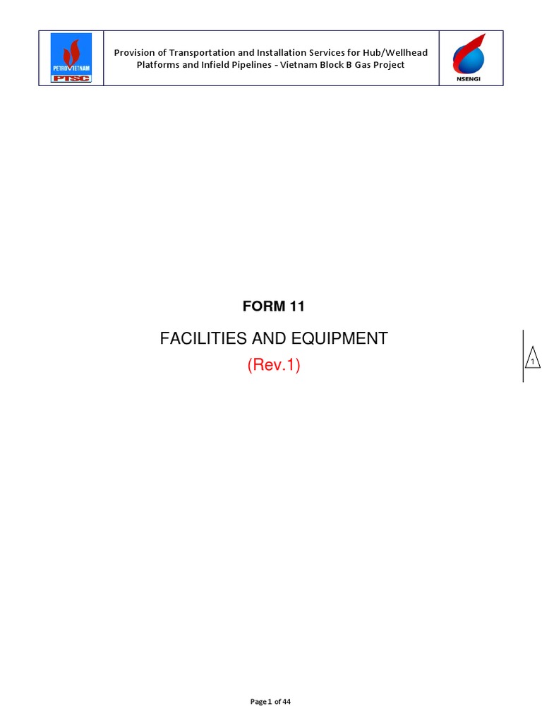 Technical Form 11 - Facilities & Equipment (Rev.1) | PDF | Tonnage | Anchor