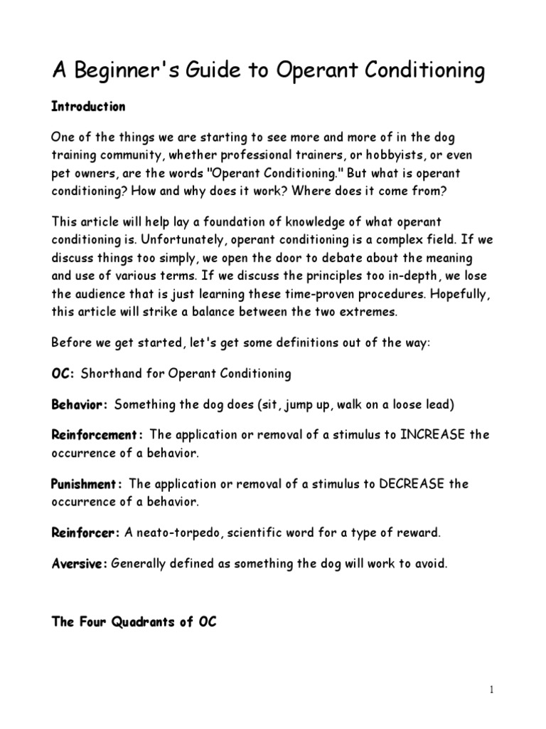 A Beginne Guide To Operant Conditioningr | Download Free PDF ...