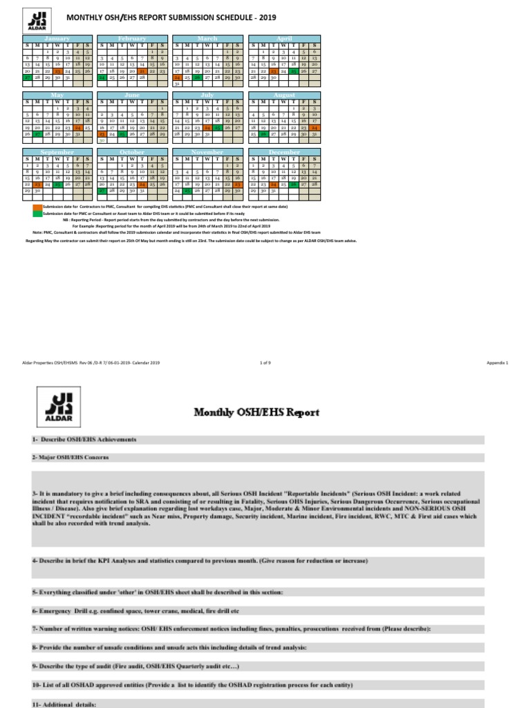 Appendix 1 ALDAR OSH EHS Monthly Statistics Report Rev 06 D 07 06 Jan ...