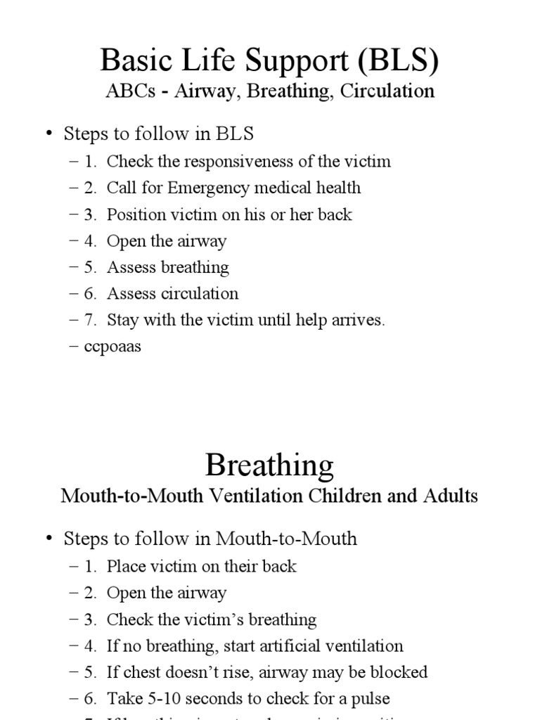 BLS Guide to Basic Life Support Procedures | PDF | Diseases And ...