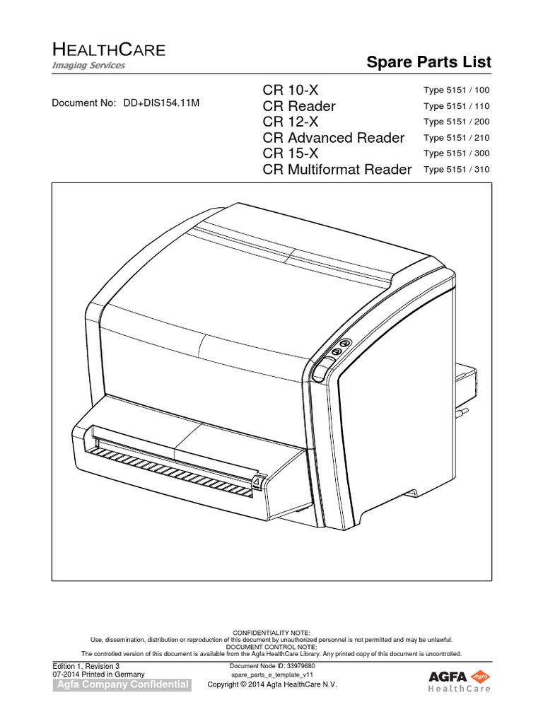 Spare Parts List: CR 10-X CR Reader CR 12-X CR Advanced Reader CR 15-X ...