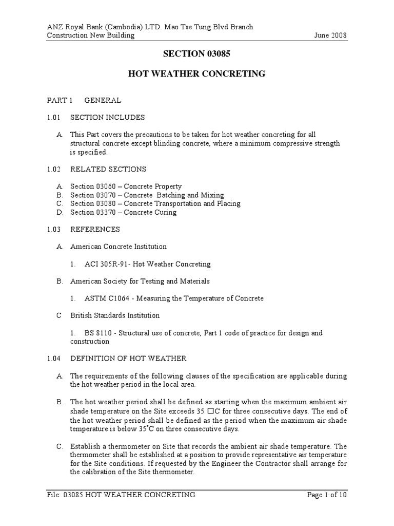 Hot Weather Concreting | PDF | Concrete | Applied And Interdisciplinary ...