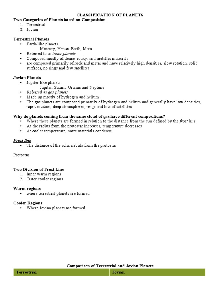 Classification of Planets | PDF | Planets | Solar System