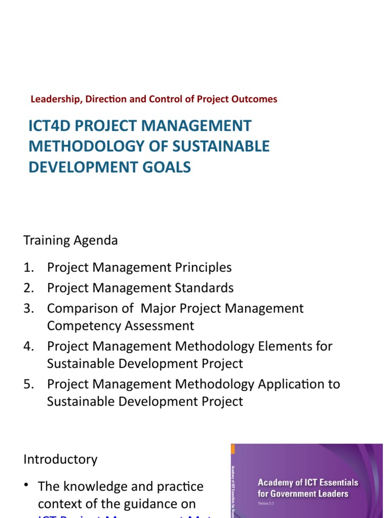 Ict4D Project Management Methodology of Sustainable Development Goals ...