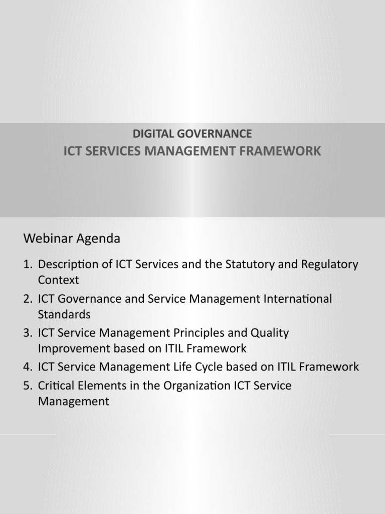 Ict Services Management Framework: Digital Governance | PDF | Itil ...