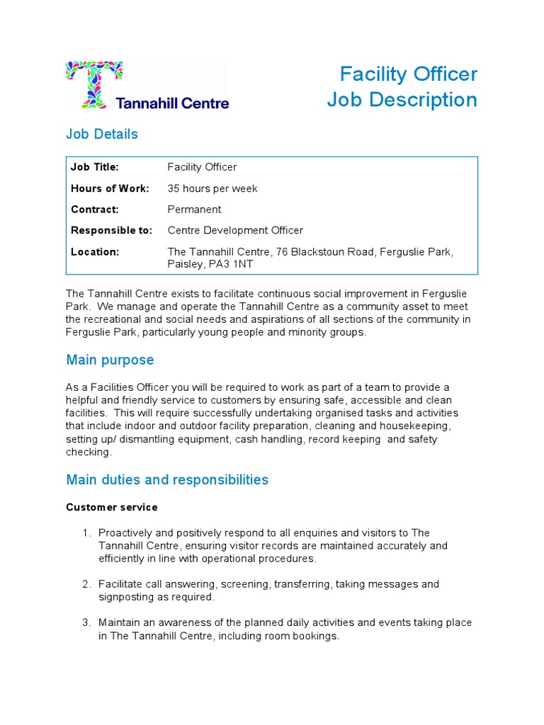 Facility Officer JD PS | PDF | First Aid | Occupational Safety And Health