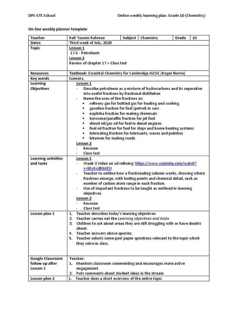 WEEK 3, Grade-10 | PDF | Kerosene | Petroleum