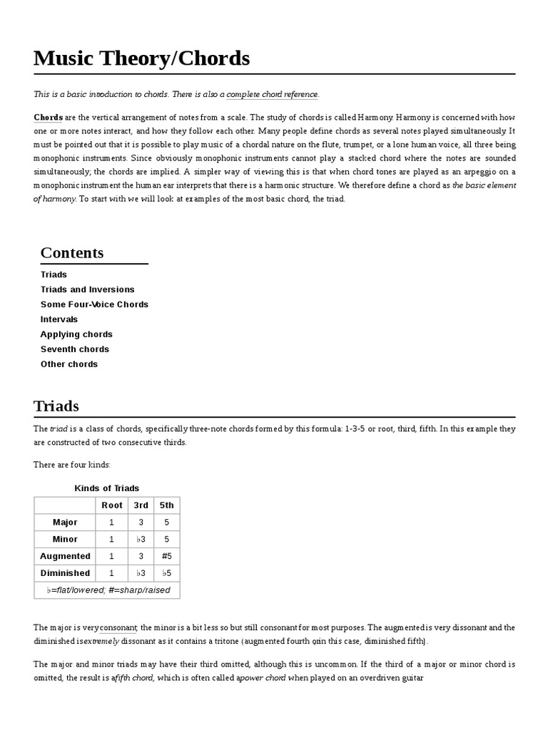 Music Theory/Chords: This Is A Basic Introduction To Chords. There Is ...