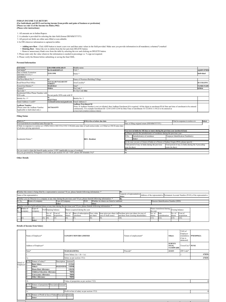 ITR-2 Form PDF | PDF | Tax Deduction | Capital Gains Tax