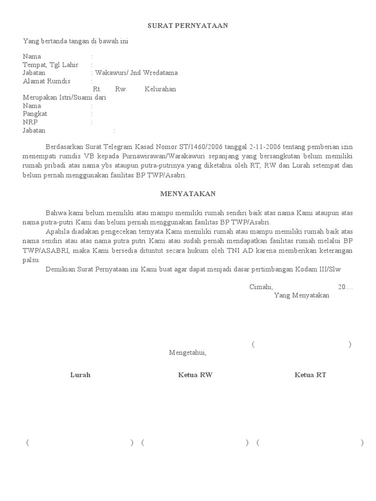 Surat Pernyataan Sip Rumdis | PDF