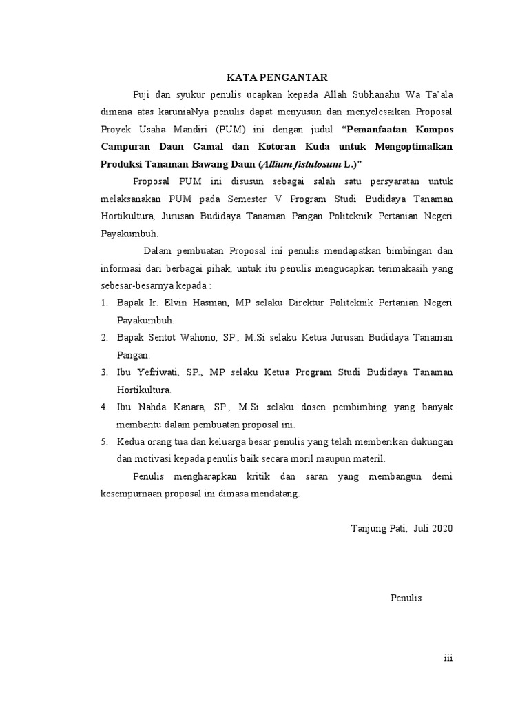 Kata Pengantar Proposal | PDF
