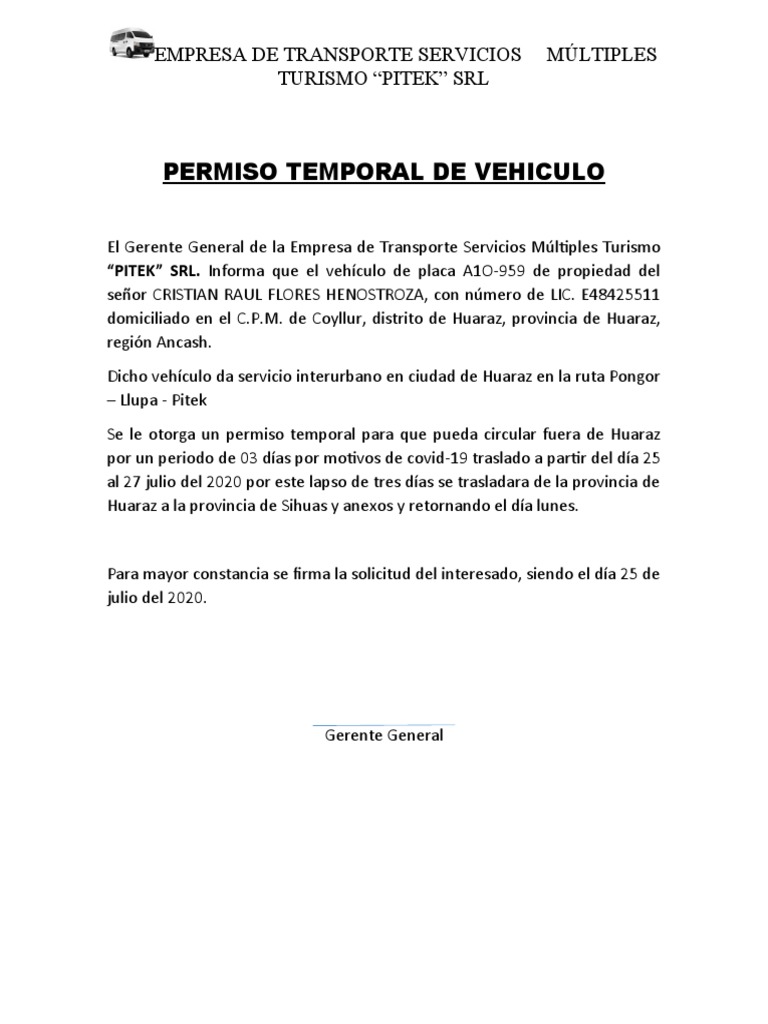 Permiso Temporal | PDF