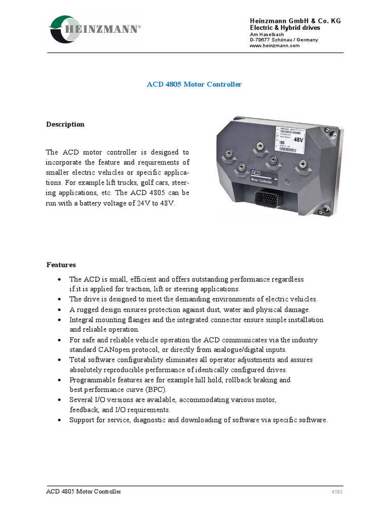 ACD 4805 Motor Controller Overview | PDF | Electric Motor | Vehicle ...