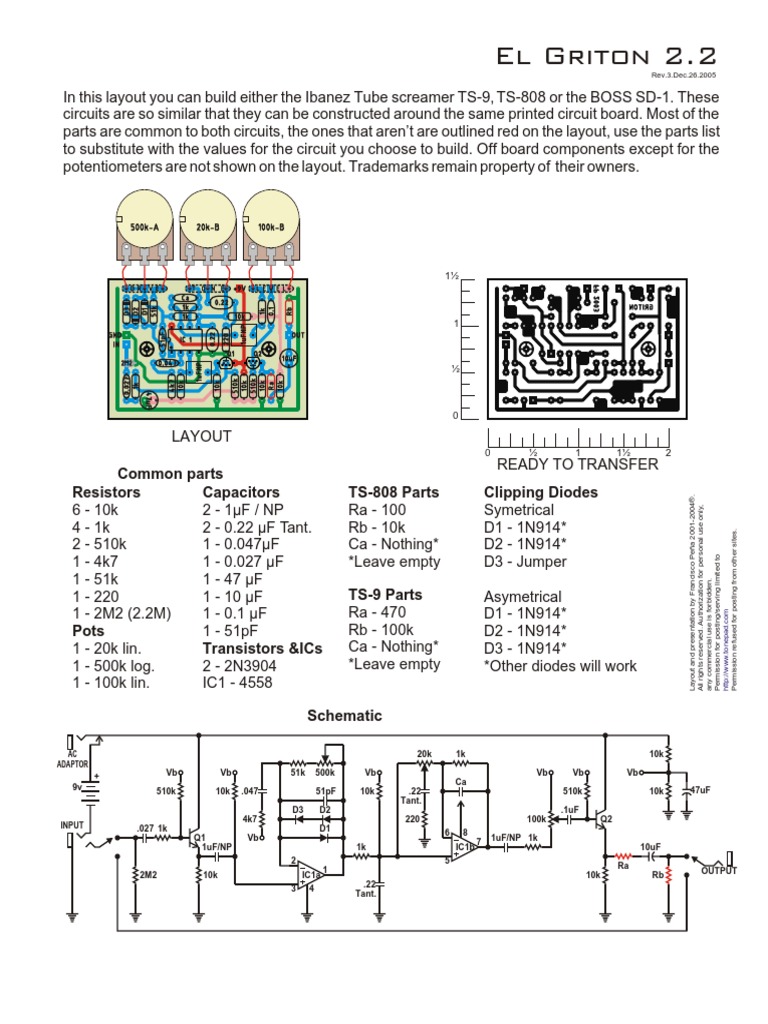 Ibanez Tube Screamer PDF | PDF | Electrical Circuits | Electronic Circuits