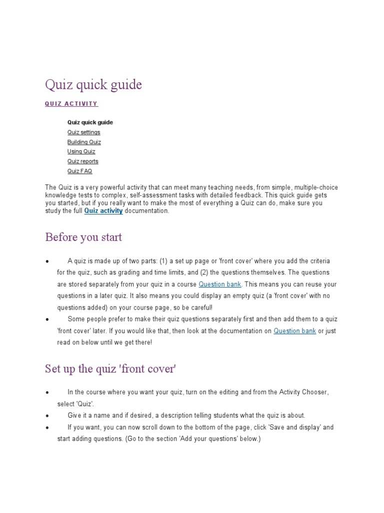 Quiz Quick Guide | PDF | Quiz | Behavior Modification